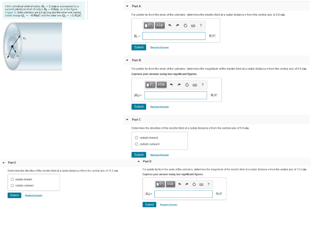 Solved • Part A A thin cylindrical shell of radius R - 5.1cm | Chegg.com