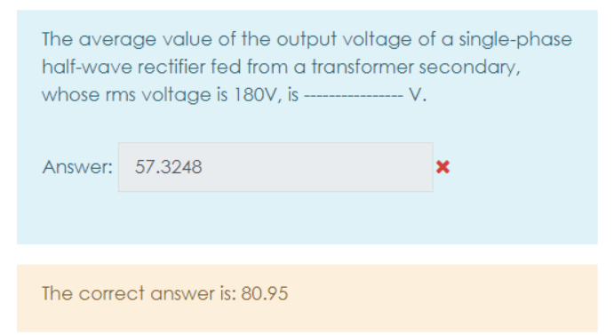 Solved The average value of the output voltage of a | Chegg.com