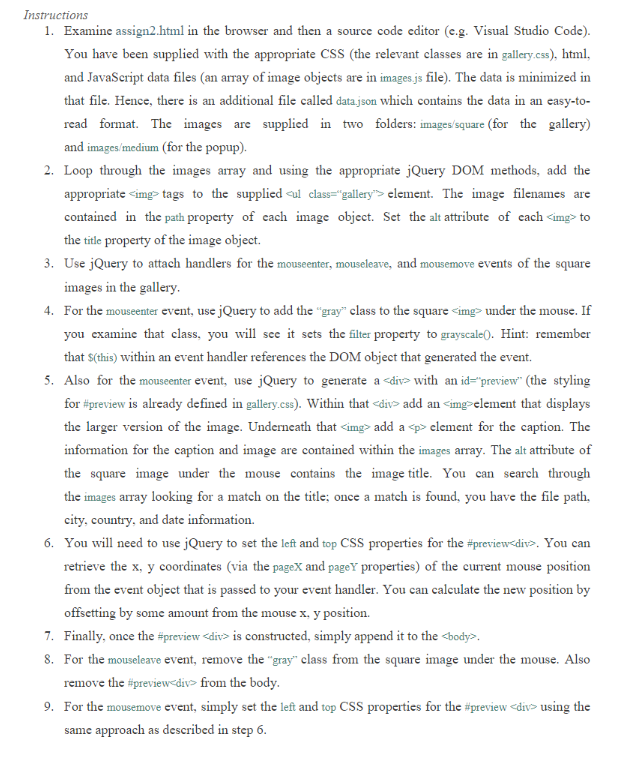 Solved Overview The intent of this assignment is to | Chegg.com