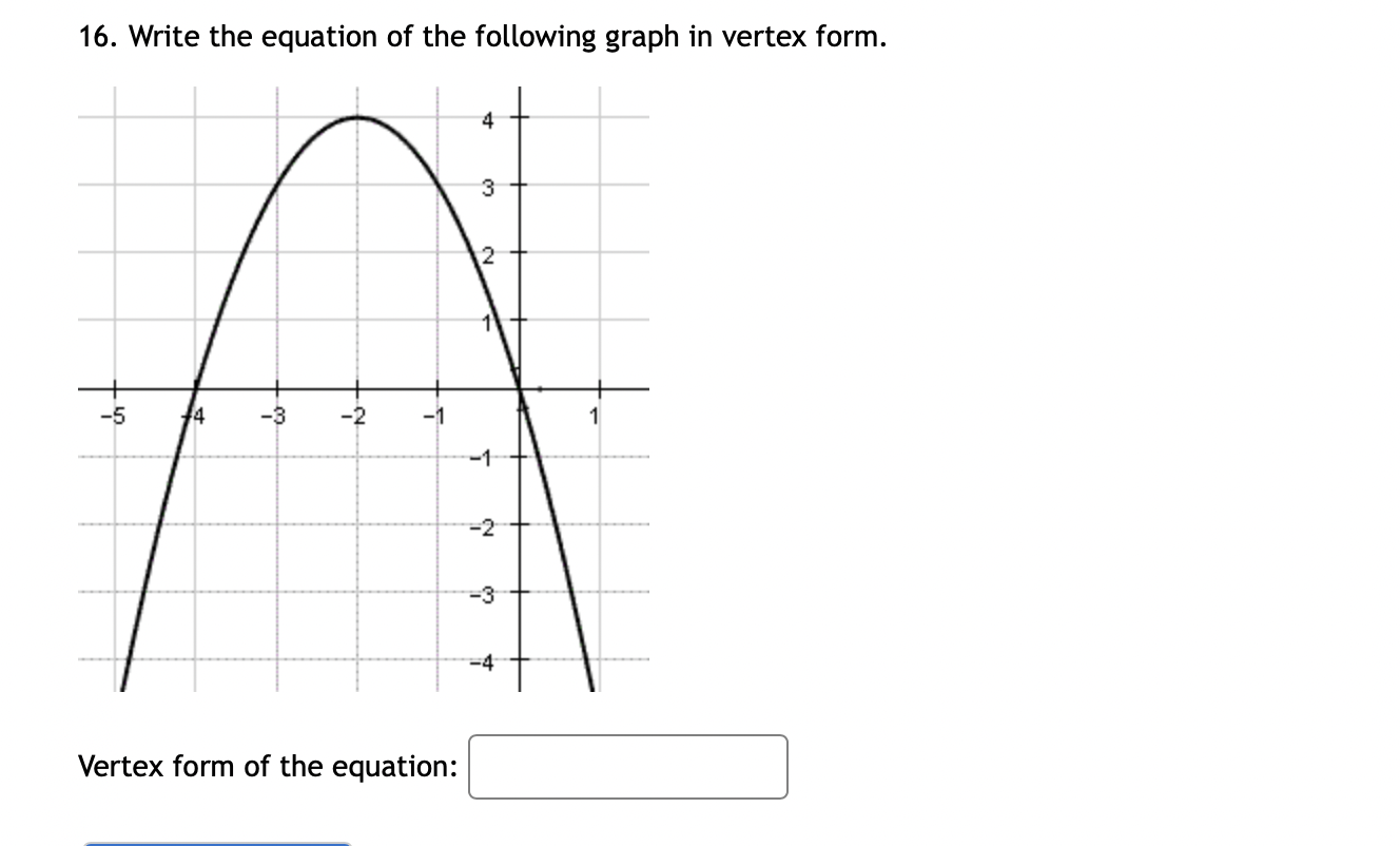 Solved 16. Write the equation of the following graph in | Chegg.com