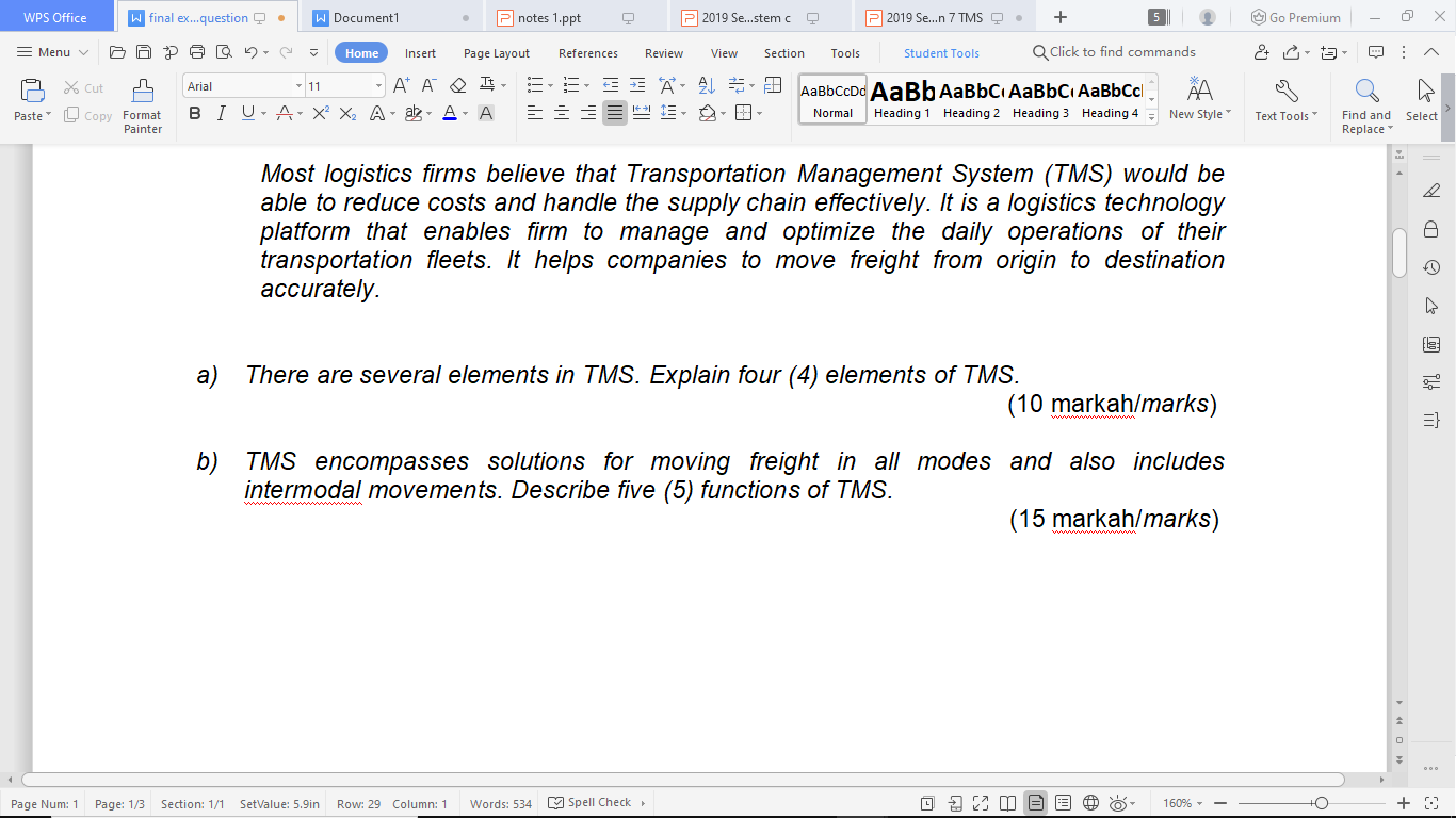 Solved There are several elements in TMS. Explain four (4) | Chegg.com