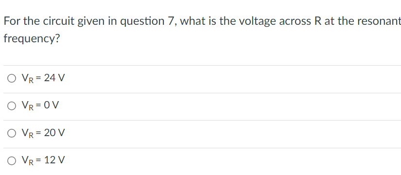 Solved What is the resonant frequency for the circuit given | Chegg.com