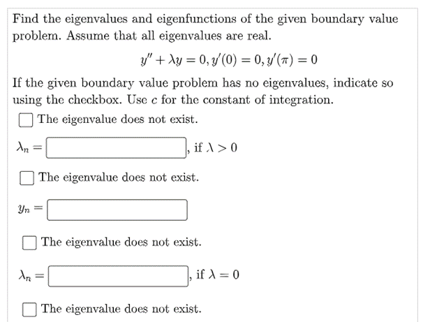 Solved Find the eigenvalues and eigenfunctions of the given | Chegg.com