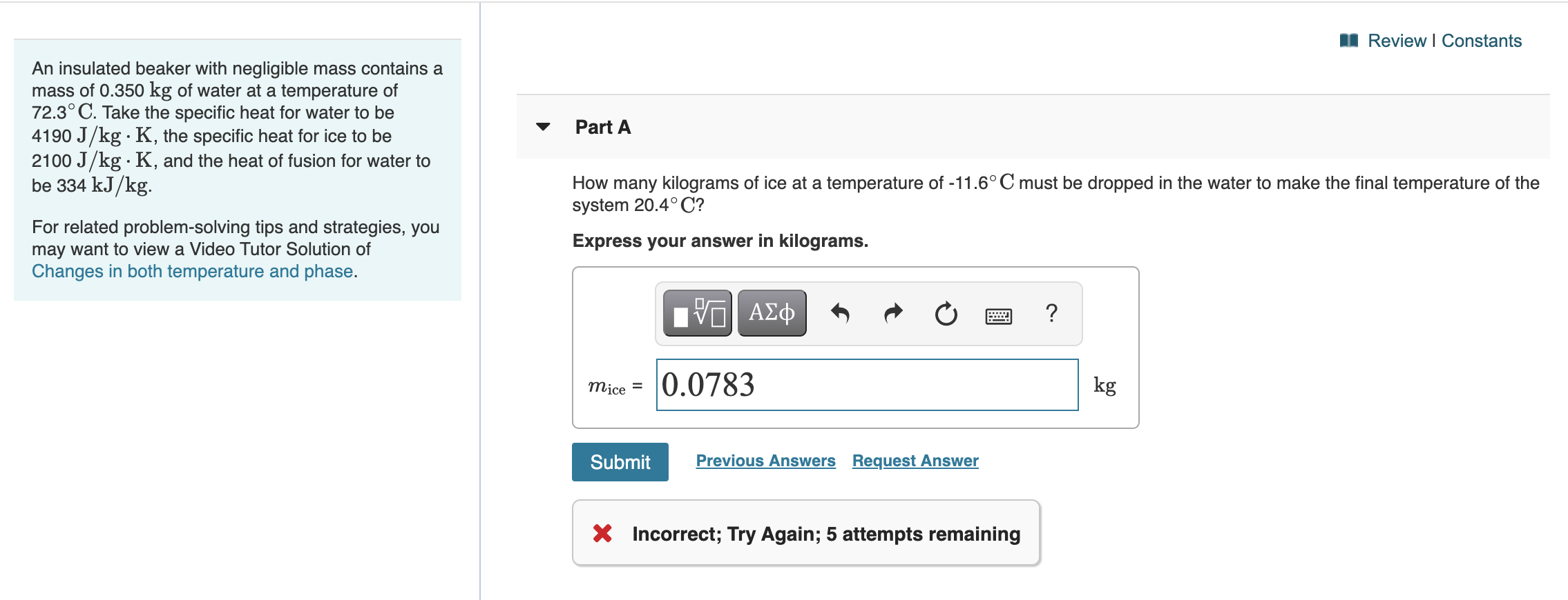 Solved II Review | Constants An insulated beaker with | Chegg.com