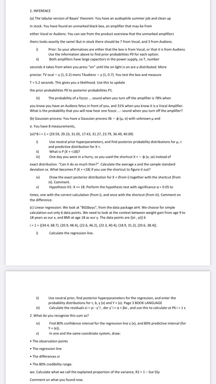 Solved 2. INFERENCE (a) The tabular version of Bayes' | Chegg.com