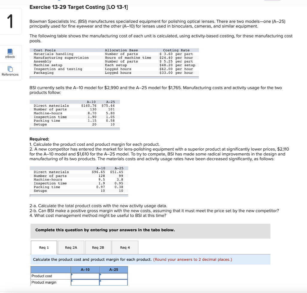 Solved Exercise 13-29 Target Costing [LO 13-1) 1 Bowman | Chegg.com
