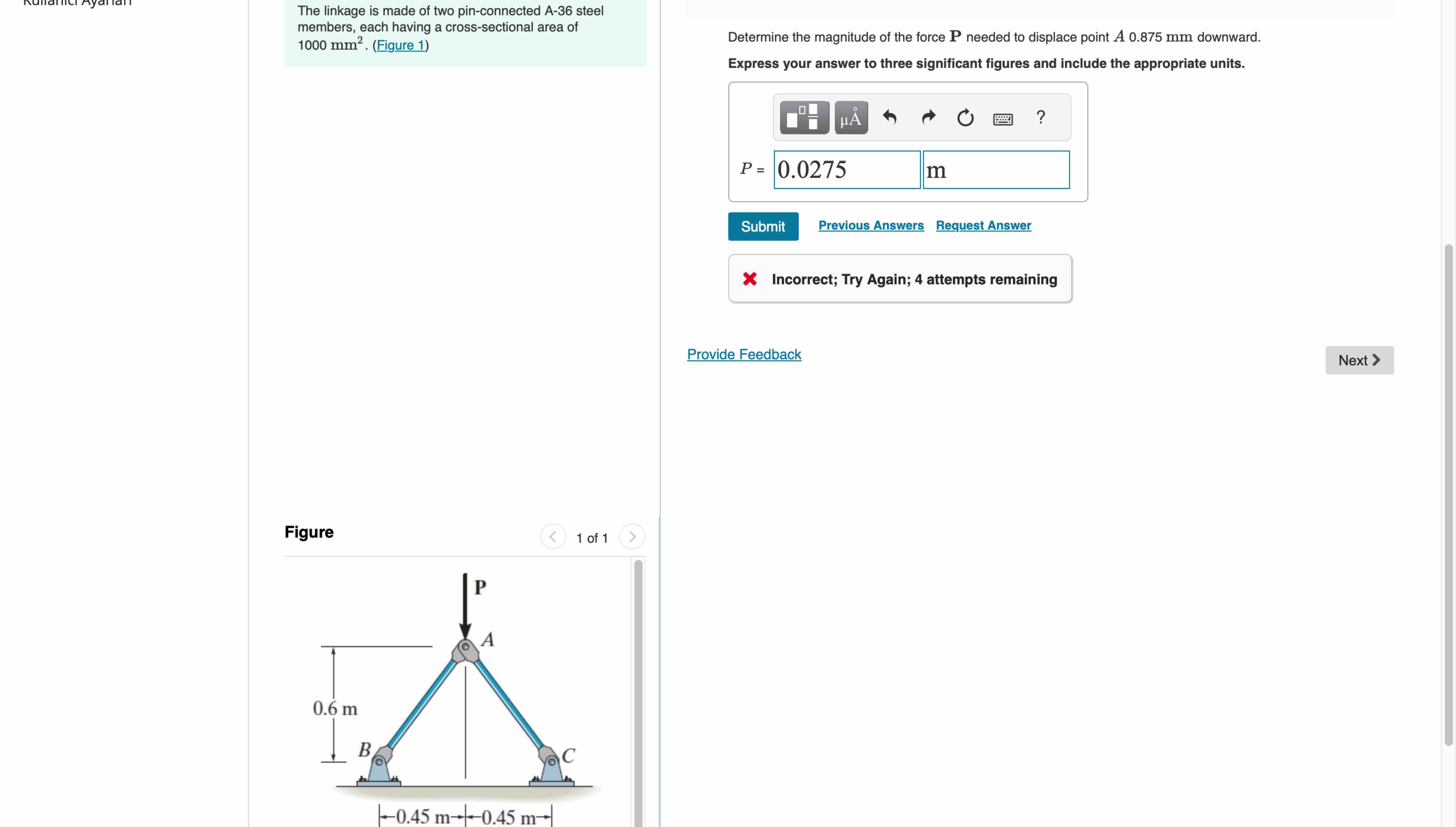 Solved The linkage is made of two pin-connected A- 36 | Chegg.com