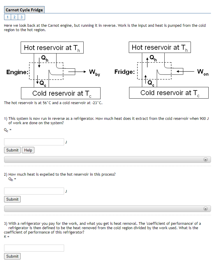 Solved Carnot Cycle Fridge (1|2|3] Here we look back at the | Chegg.com