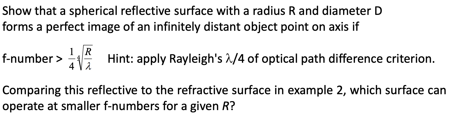 Solved Show that a spherical reflective surface with a | Chegg.com