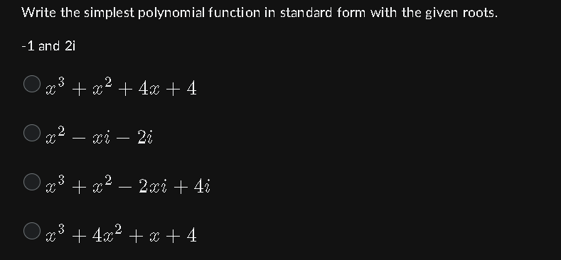 Solved Write The Simplest Polynomial Function In Stan Dard 6851