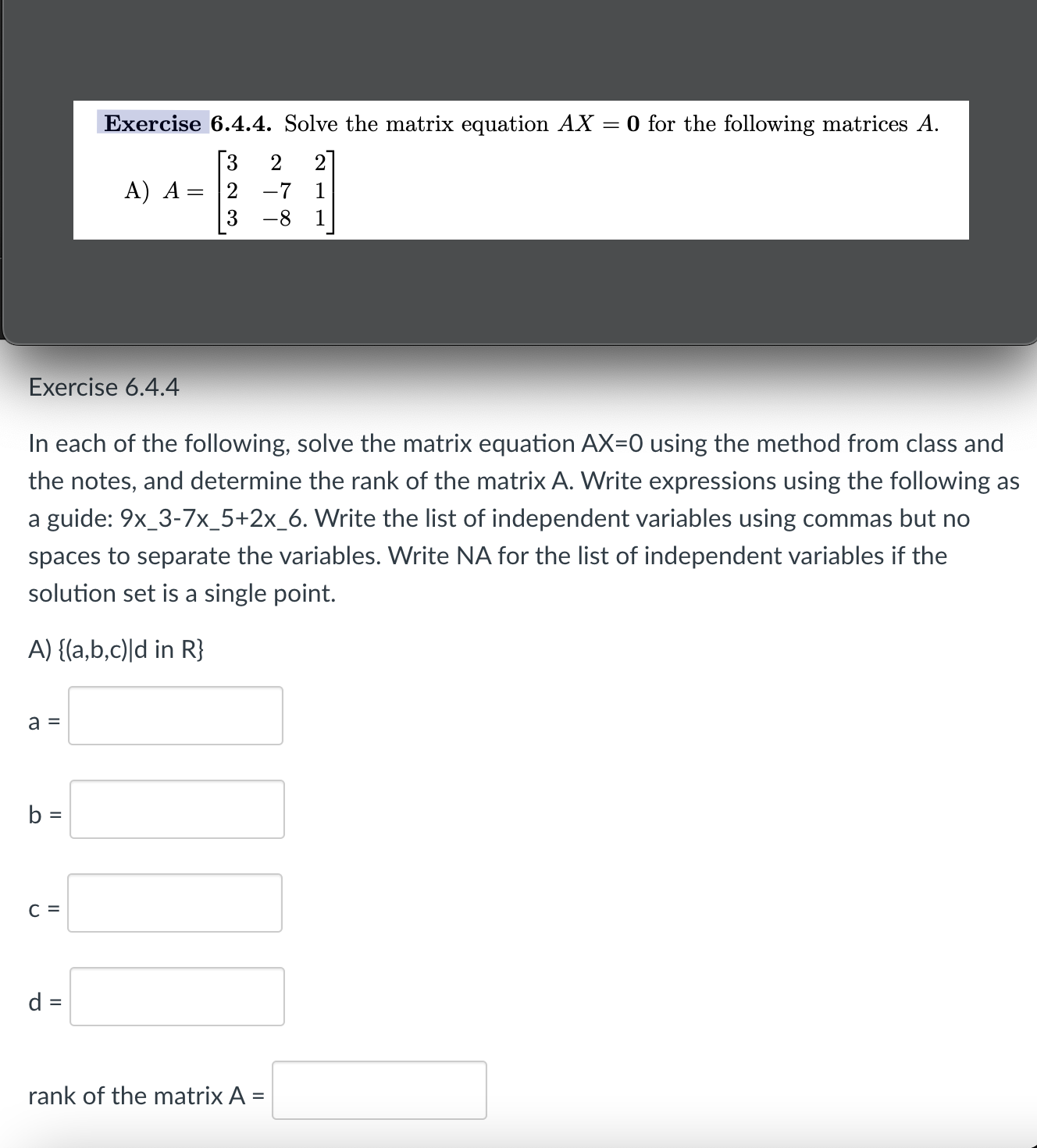 Exercise 6.4.4In each of the following, solve the | Chegg.com