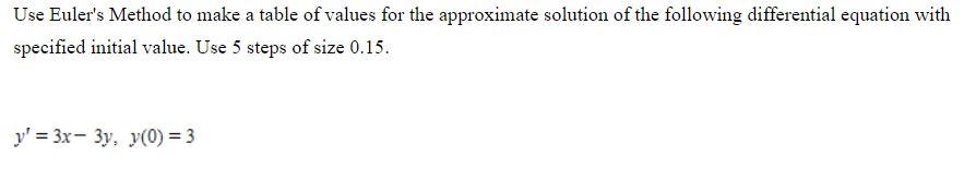 Solved Use Euler's Method to make a table of values for the | Chegg.com