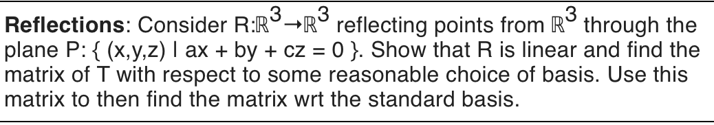 Solved Reflections: Consider R:R3→R3 ﻿reflecting points from | Chegg.com