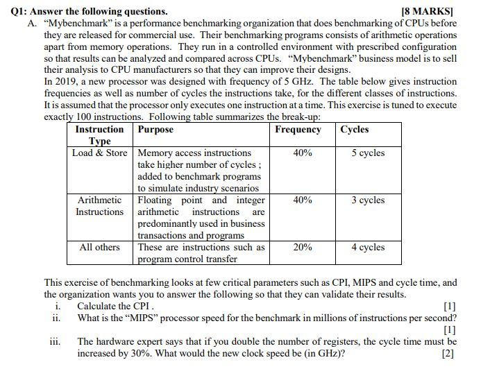Solved Q1: Answer the following questions. [8 MARKS A. | Chegg.com