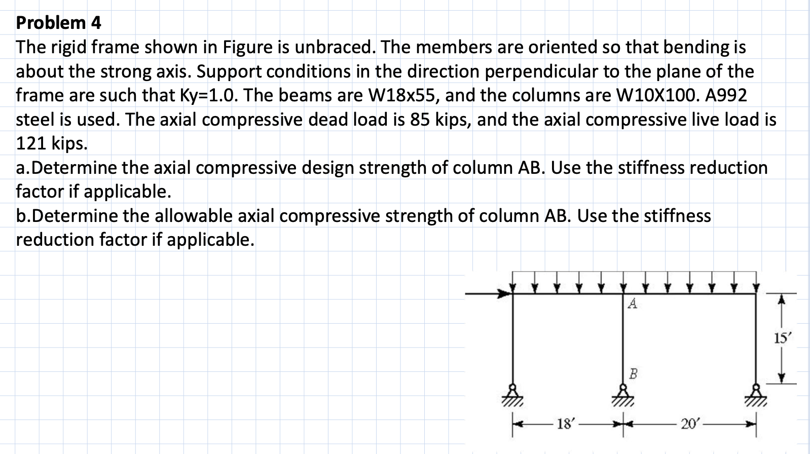 Solved Problem 4The rigid frame shown in Figure is unbraced. | Chegg.com