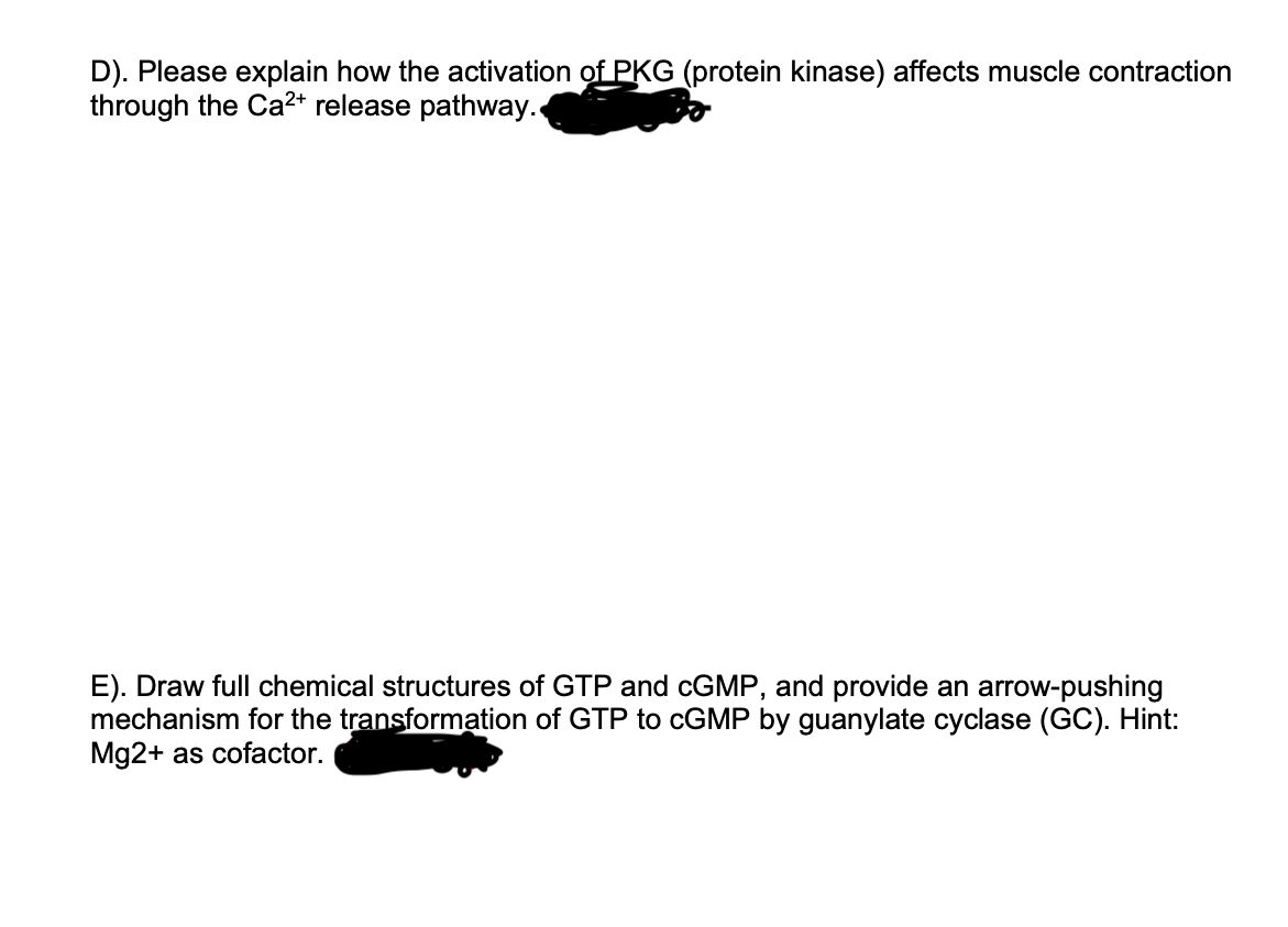 Solved D). Please explain how the activation of PKG (protein | Chegg.com