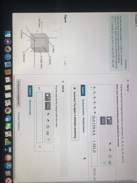 Solved Problem 3 Part A Constants A cube has sides of length | Chegg.com