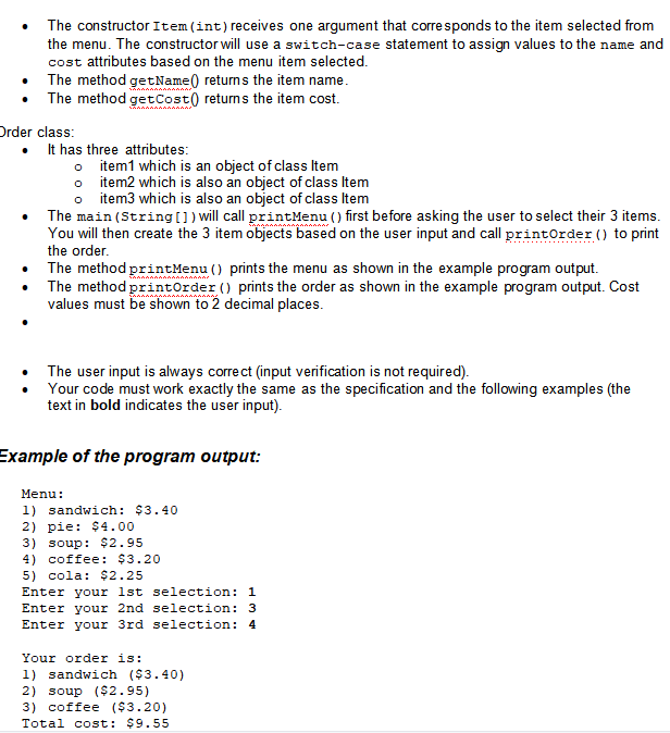 Solved Implement a Java program according to the following | Chegg.com