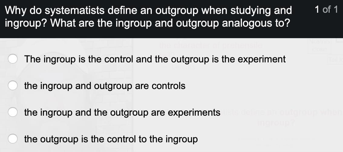 Solved 1 of 1 Why do systematists define an outgroup when | Chegg.com