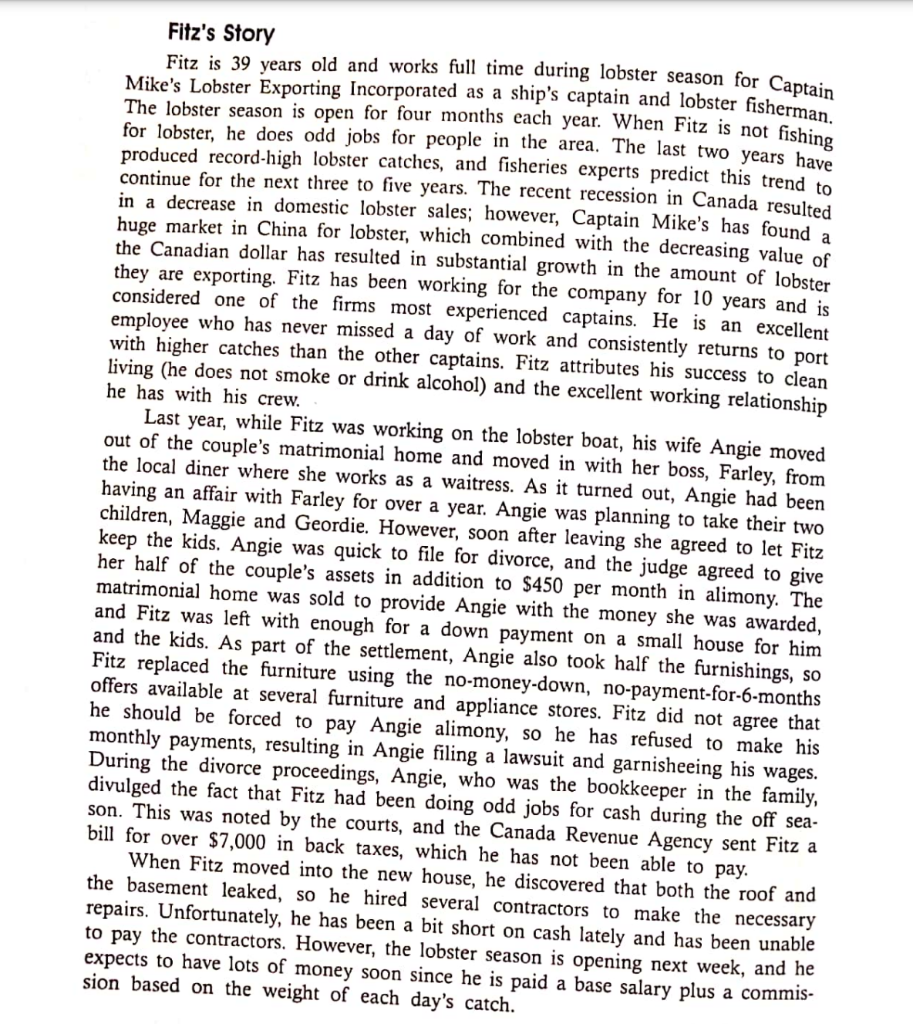 Solved REGN JE Fitz Has Bills to Pay Fitz is your neighbour | Chegg.com