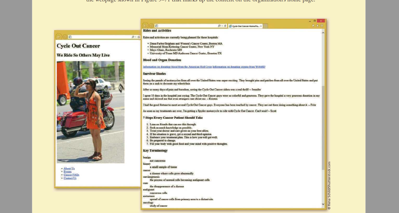 Solved Lab 2: Creating a Home Page for Cycle Out Cancer. | Chegg.com