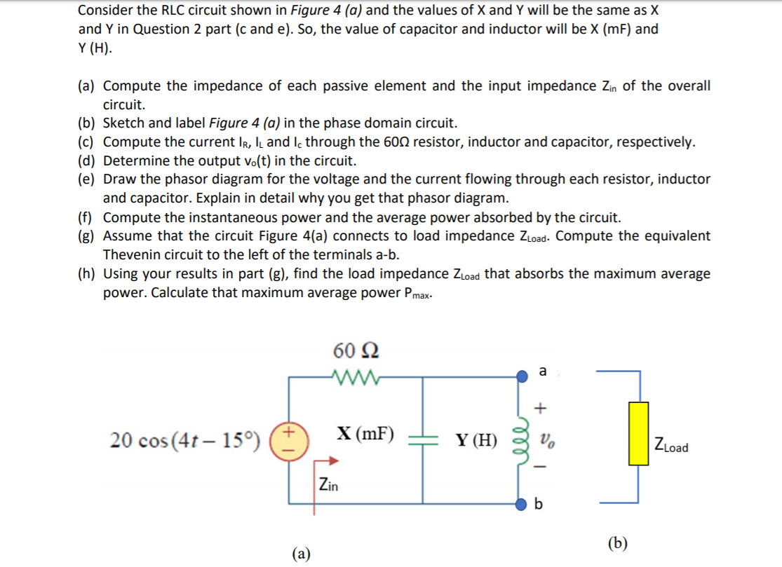 Consider the RLC circuit shown in Figure 4 (a) and | Chegg.com