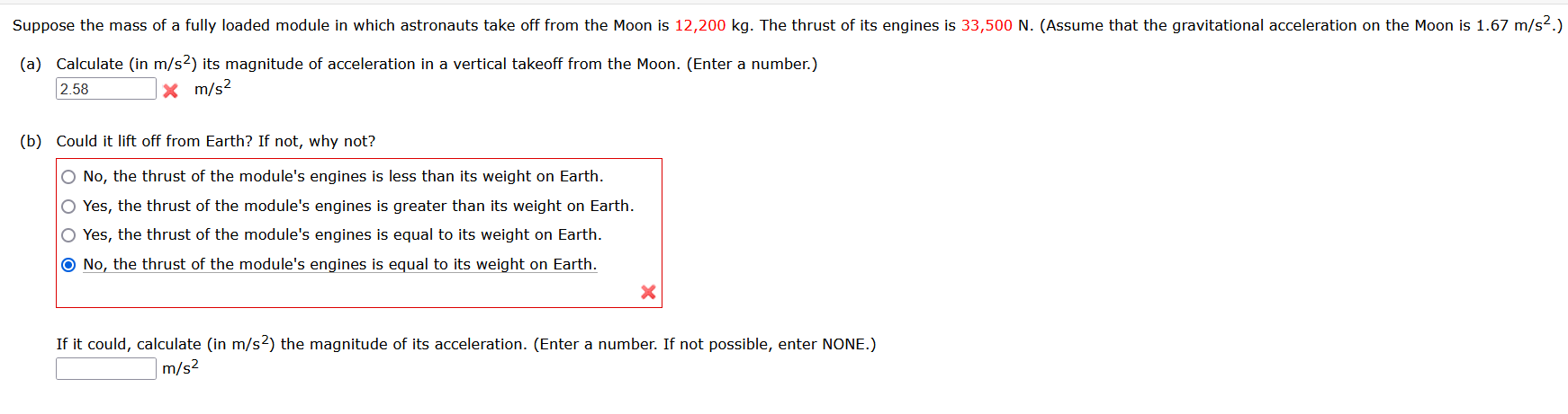 Solved (a) Calculate (in m/s2 ) its magnitude of | Chegg.com