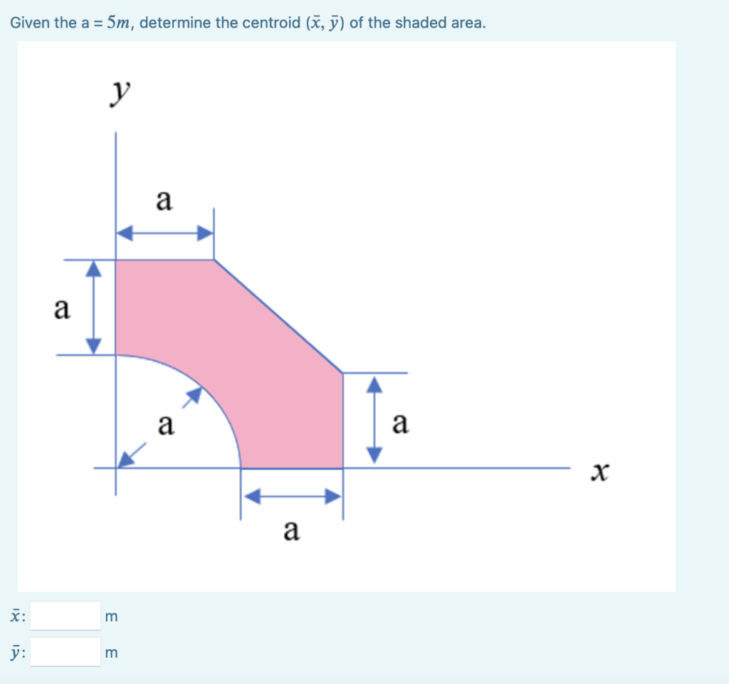 Solved Given the a=5m, determine the centroid (xˉ,yˉ) of the | Chegg.com