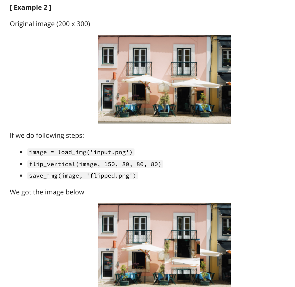 Task 2: Flip region def flip_vertical(image, | Chegg.com