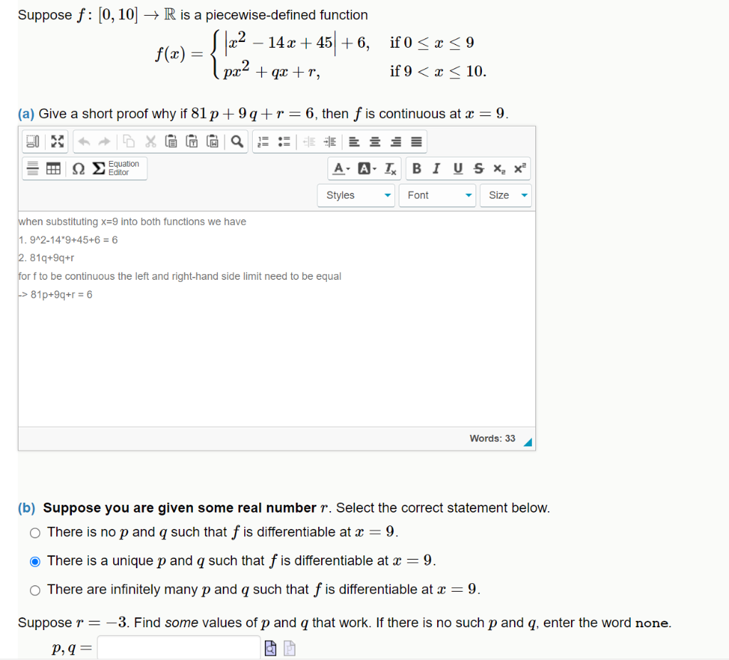 Solved Suppose f:[0,10]→R is a piecewise-defined function | Chegg.com