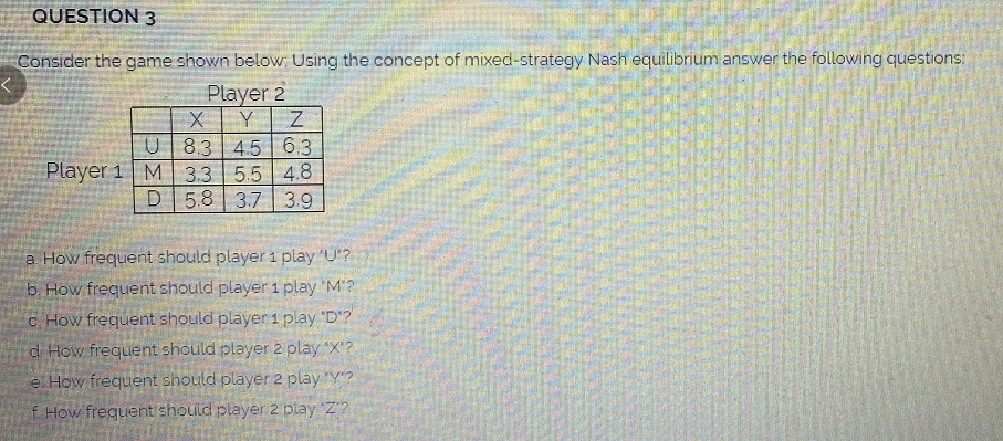 Solved QUESTION 3 HER Consider the game shown below. Using | Chegg.com