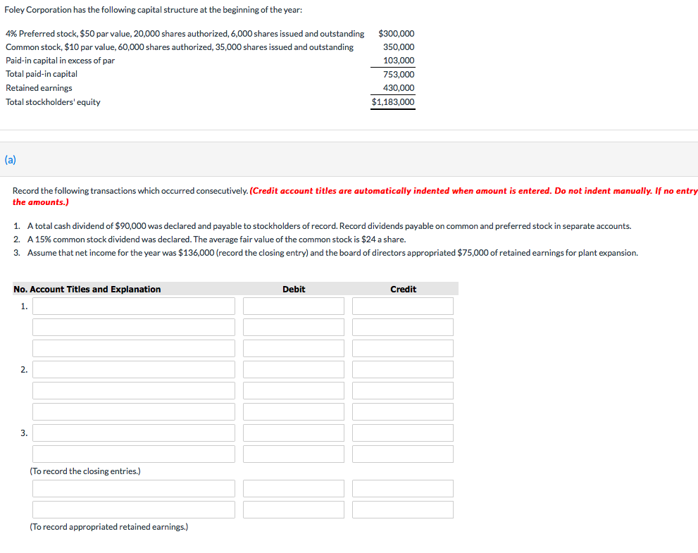 Solved Foley Corporation has the following capital structure | Chegg.com
