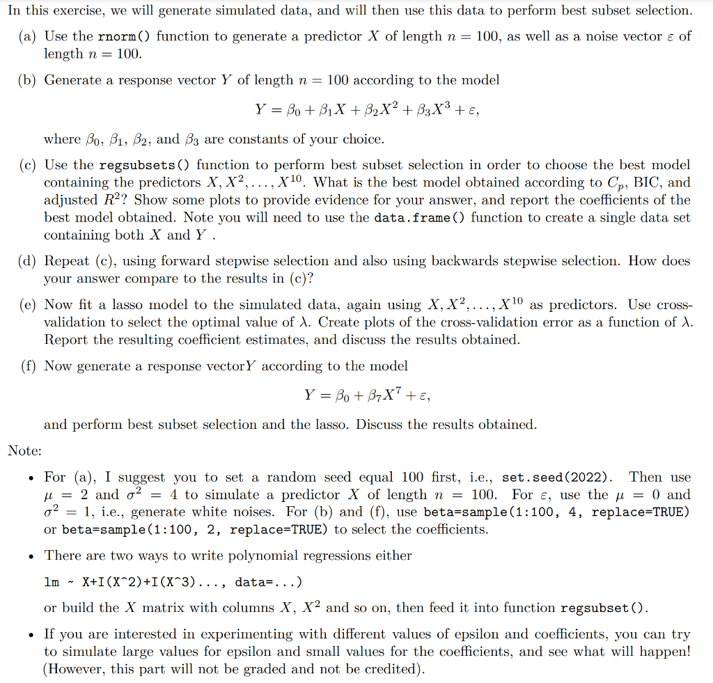 Solved ***Please give all steps to solution and if R Code is | Chegg.com