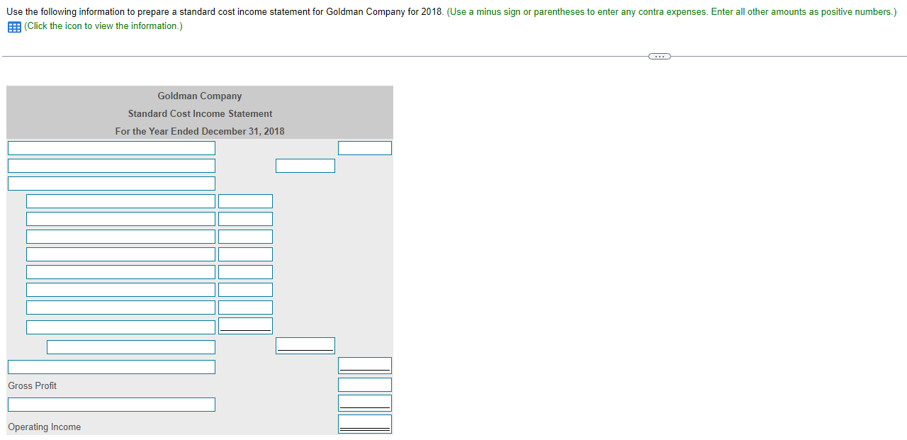 Solved Use the following information to prepare a standard | Chegg.com