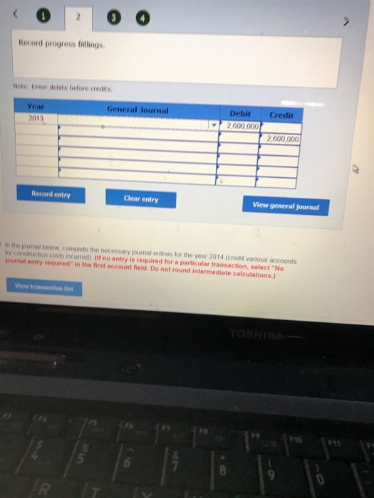 Solved 0 2 0 Record progress billings Note: Enter debits | Chegg.com