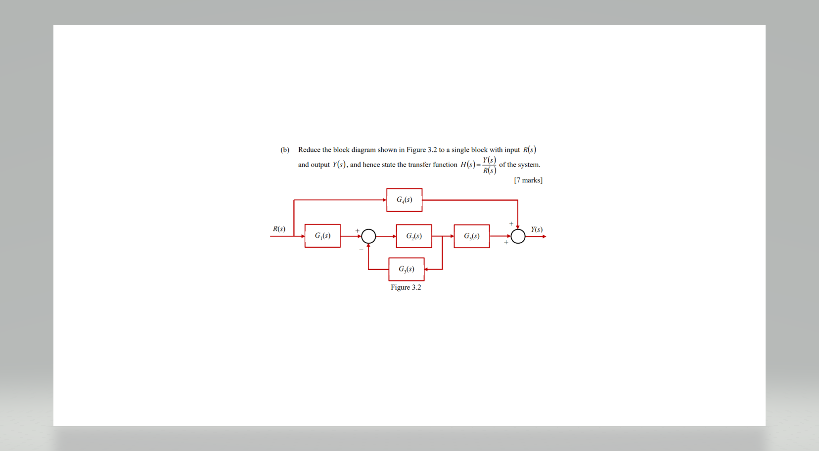 Solved (b) Reduce the block diagram shown in Figure 3.2 to a | Chegg.com