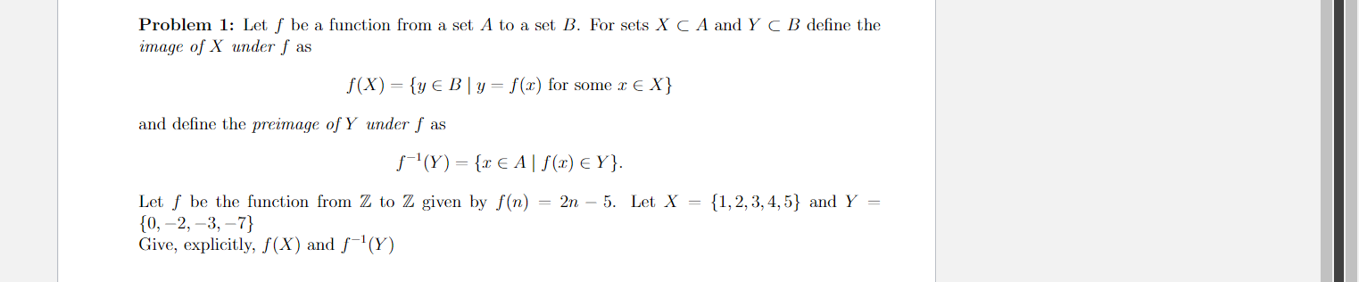 Solved Problem 1: Let f be a function from a set A to a set | Chegg.com