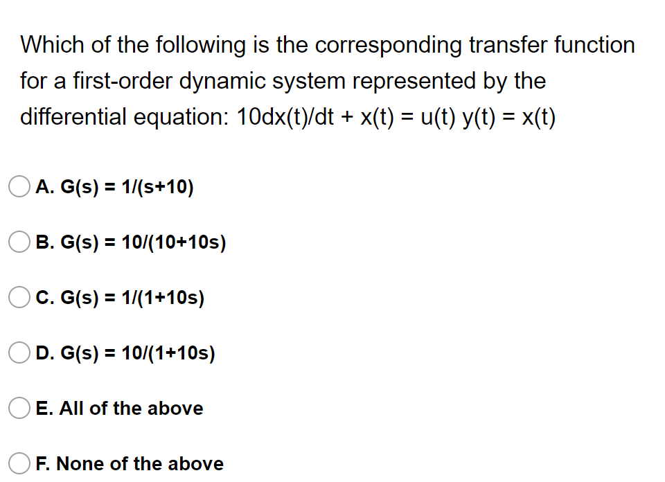 Solved Which of the following is the corresponding transfer | Chegg.com