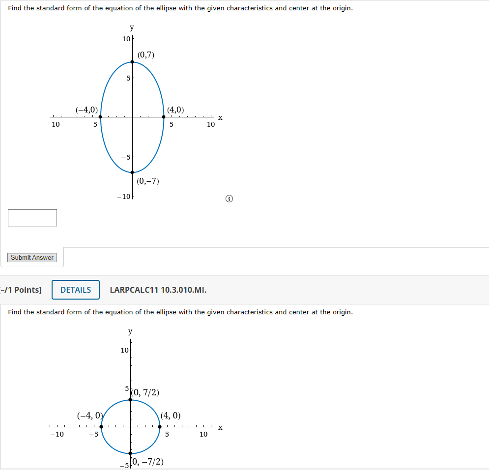 Solved Find the standard form of the equation of the ellipse | Chegg.com
