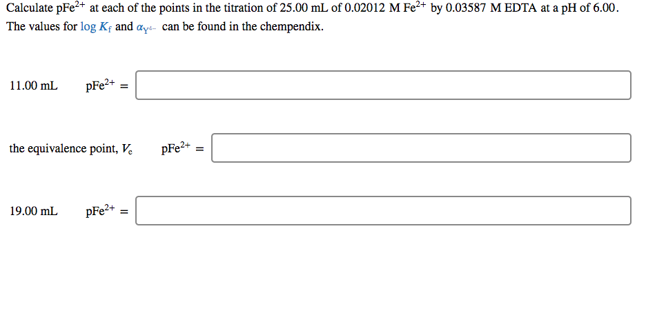Solved Calculate pFe2+ at each of the points in the | Chegg.com