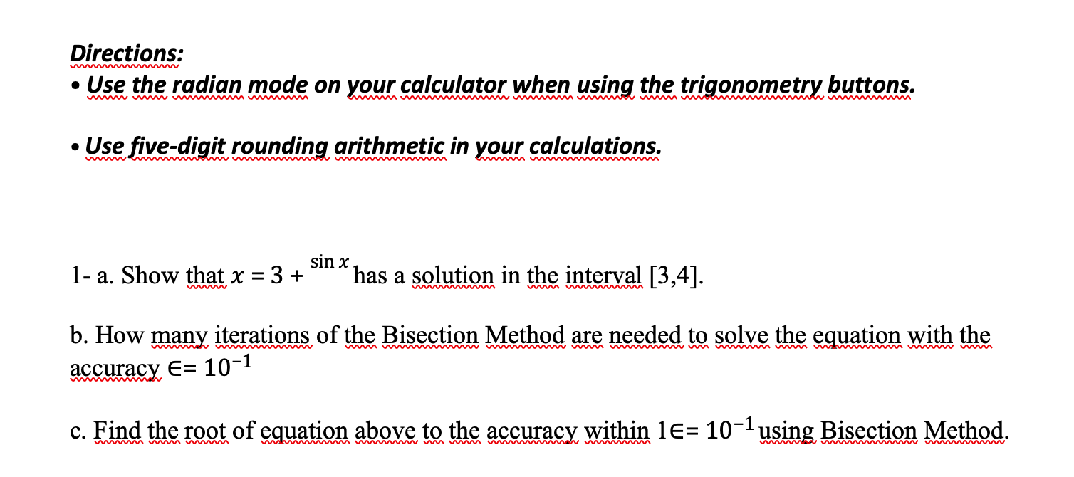 Solved Directions: Use the radian mode on your calculator | Chegg.com