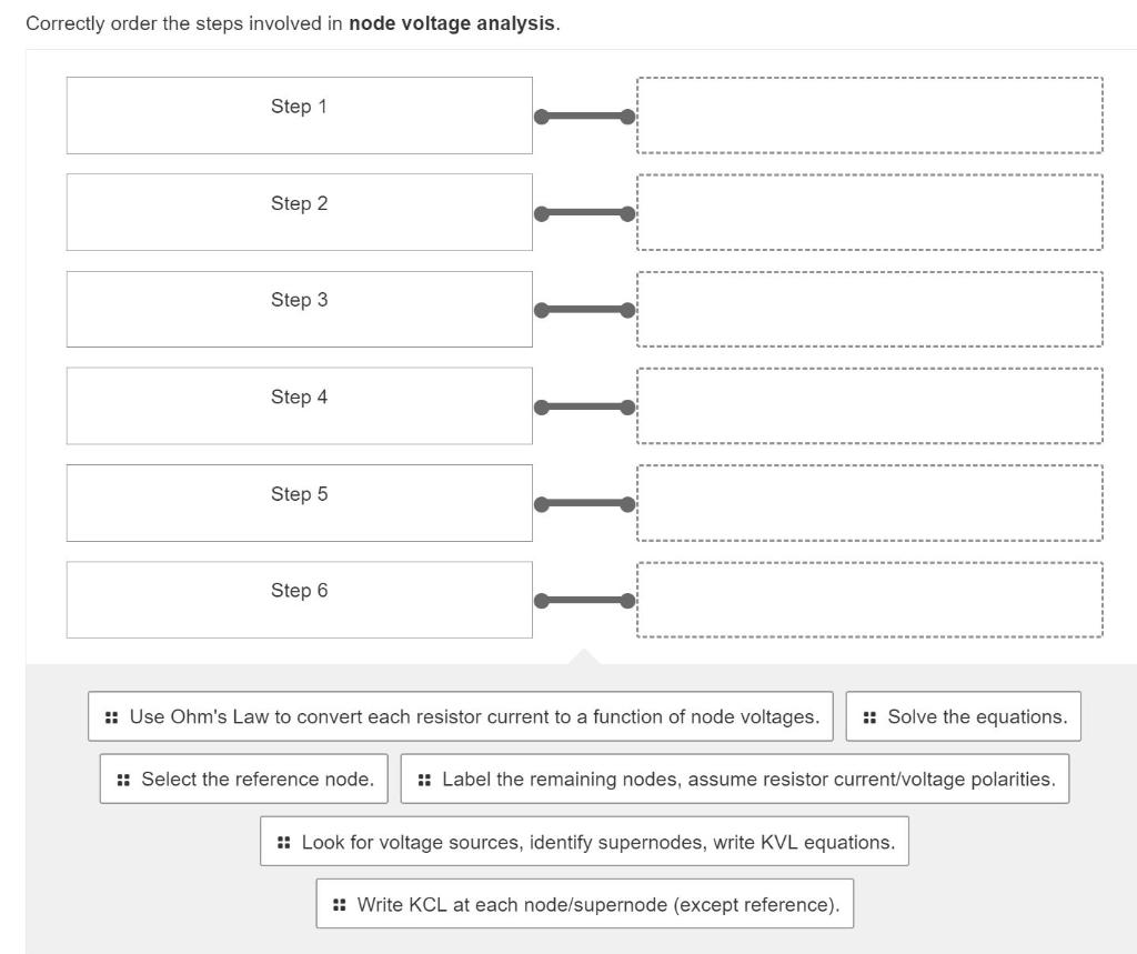 Solved Correctly order the steps involved in node voltage | Chegg.com