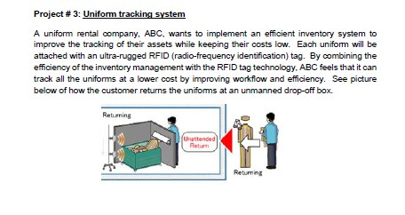 Project #3: Uniform tracking system A uniform rental | Chegg.com