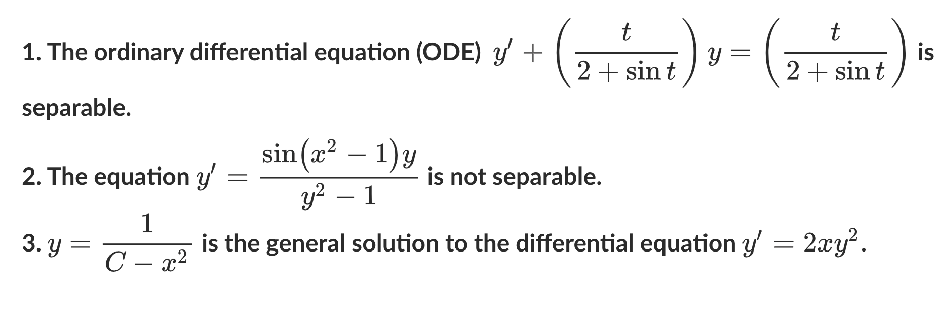 Solved 1. The ordinary differential equation (ODE) \\( | Chegg.com