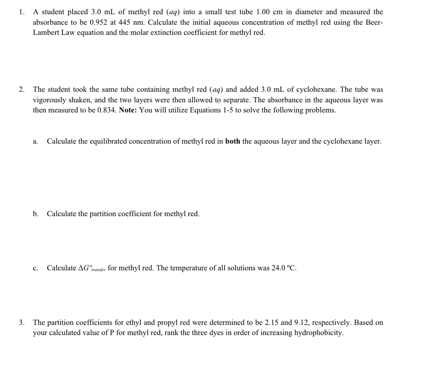 Solved A student placed 3.0 ﻿mL of methyl red (aq) ﻿into a | Chegg.com