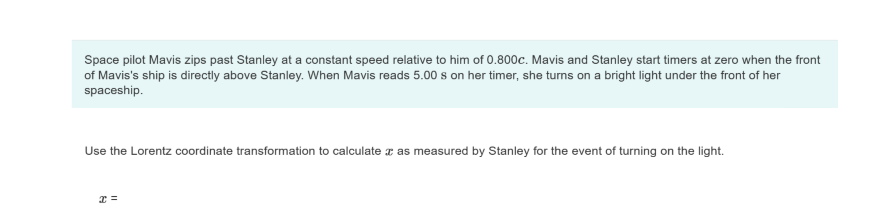 Solved Space pilot Mavis zips past Stanley at a constant | Chegg.com