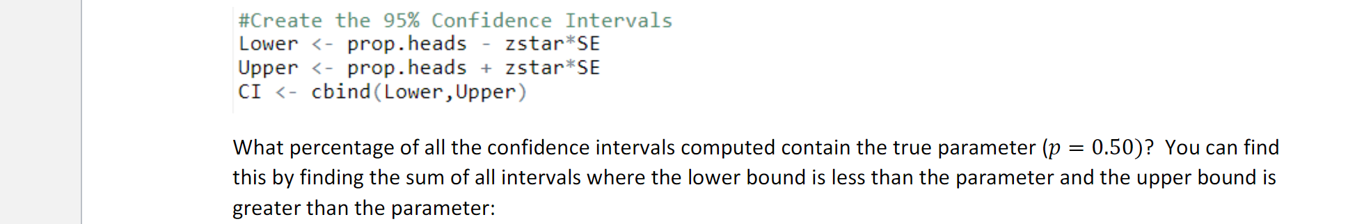 Solved #Create the 95% Confidence Intervals Lower