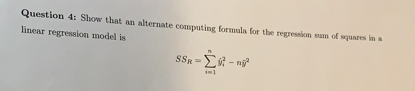 Solved Question 4: Show that an alternate computing formula | Chegg.com