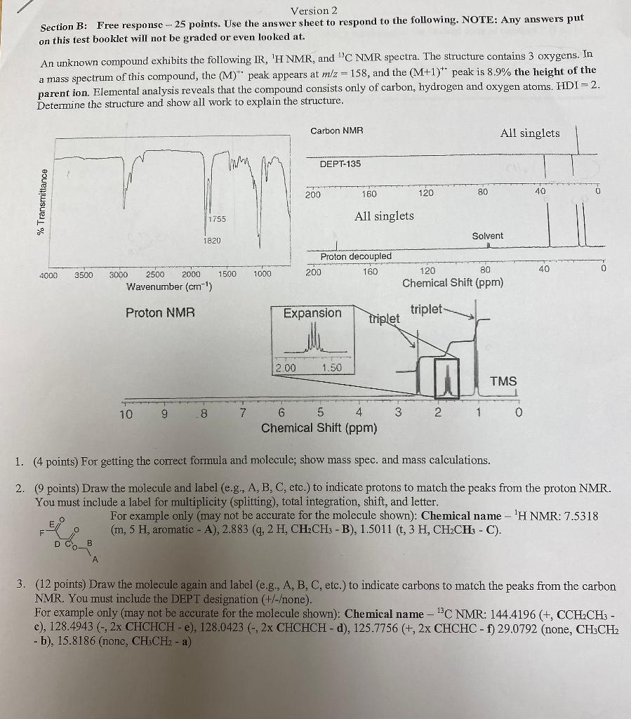 Solved Version 2 Section B: Free response −25 points. Use | Chegg.com