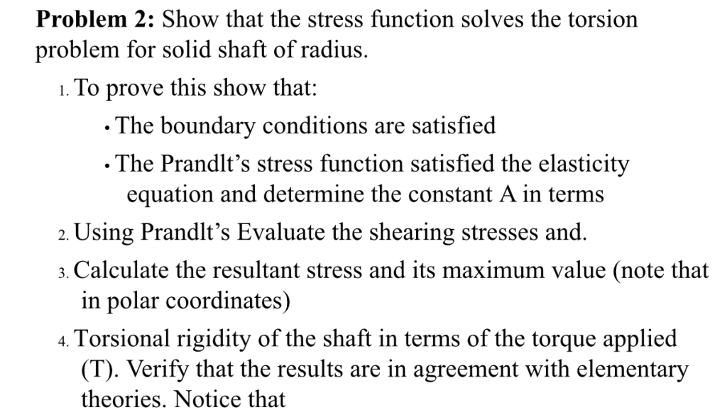 Problem 2: Show that the stress function solves the | Chegg.com